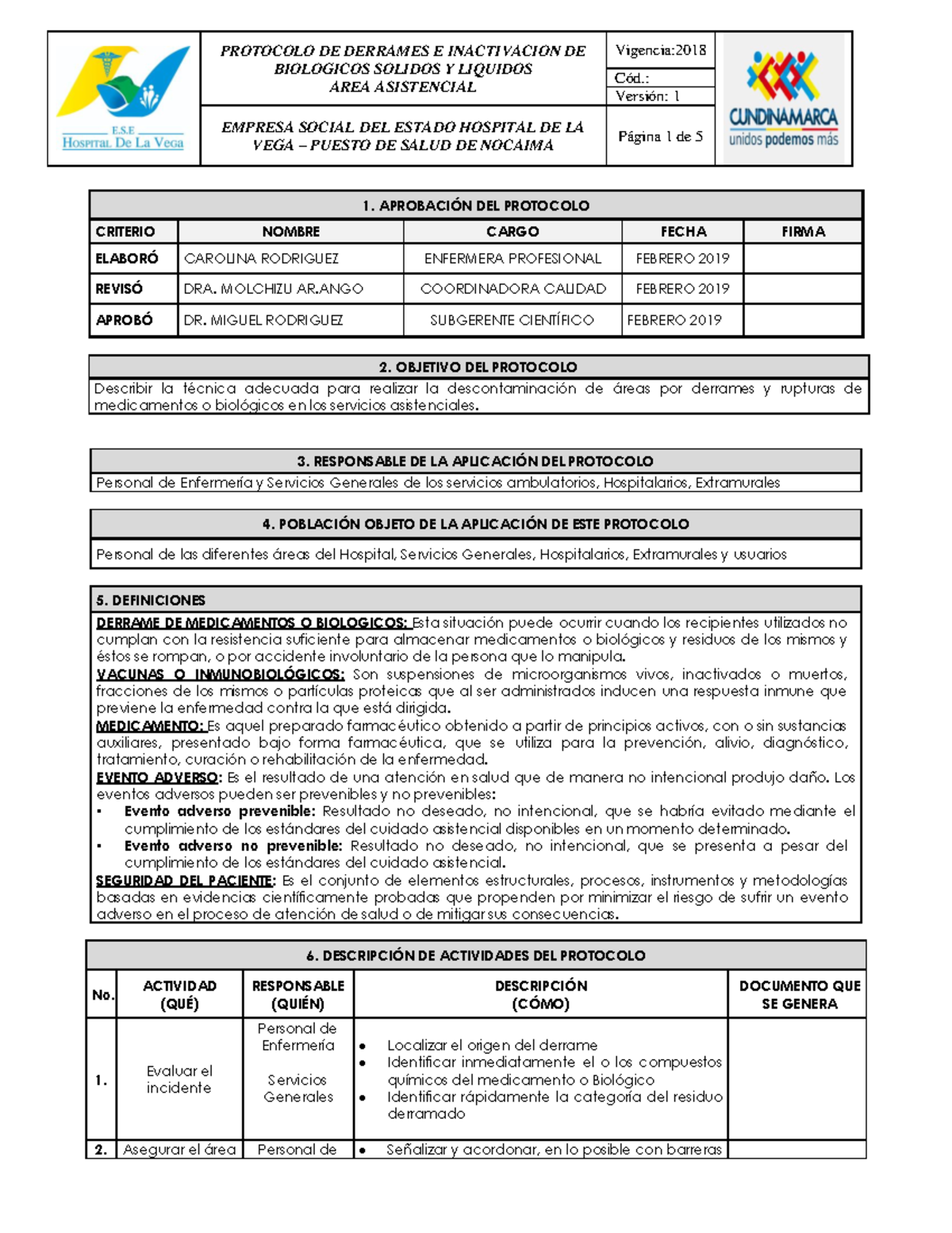 Protocolo Derrames E Inactivacion DE Biologico Solido Y Liquido POR Enfermeria - PROTOCOLO DE ...