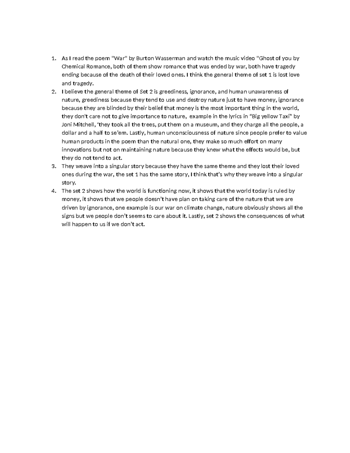 Answers 21ST - 21st - As I read the poem "War" by Burton Wasserman and ...