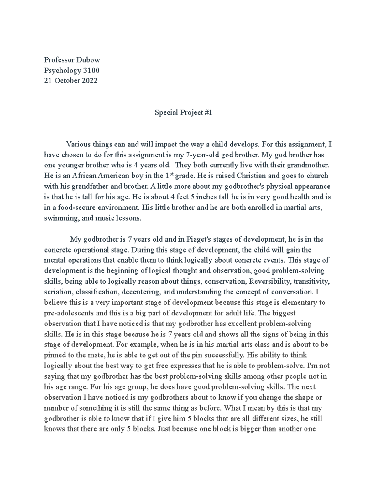 Special project pt 1 - Eric Erikson and Piaget's stages of development ...