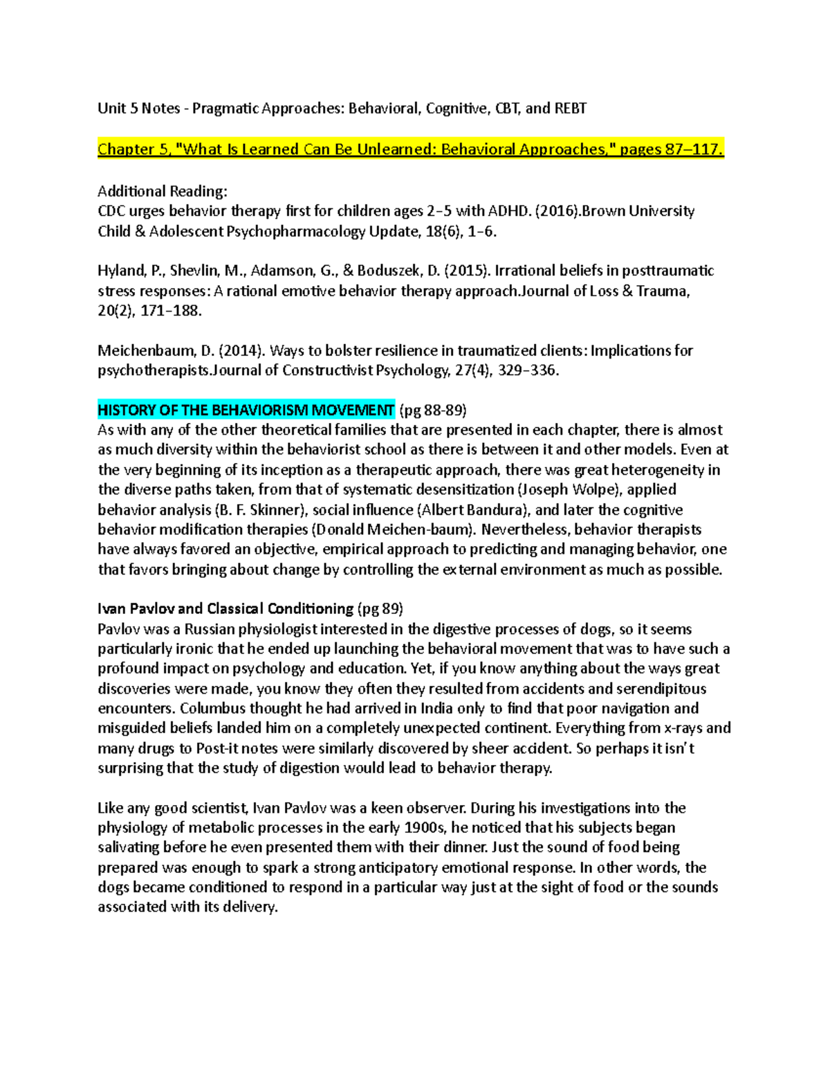Unit 5 Notes - Unit 5 Notes - Pragmatic Approaches: Behavioral ...