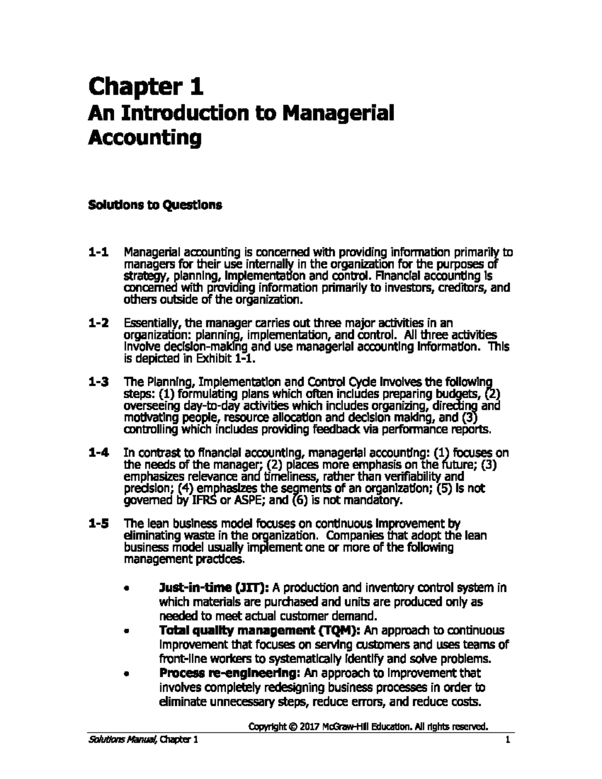 Chapter 01 Solution Managerial Accounting Studocu