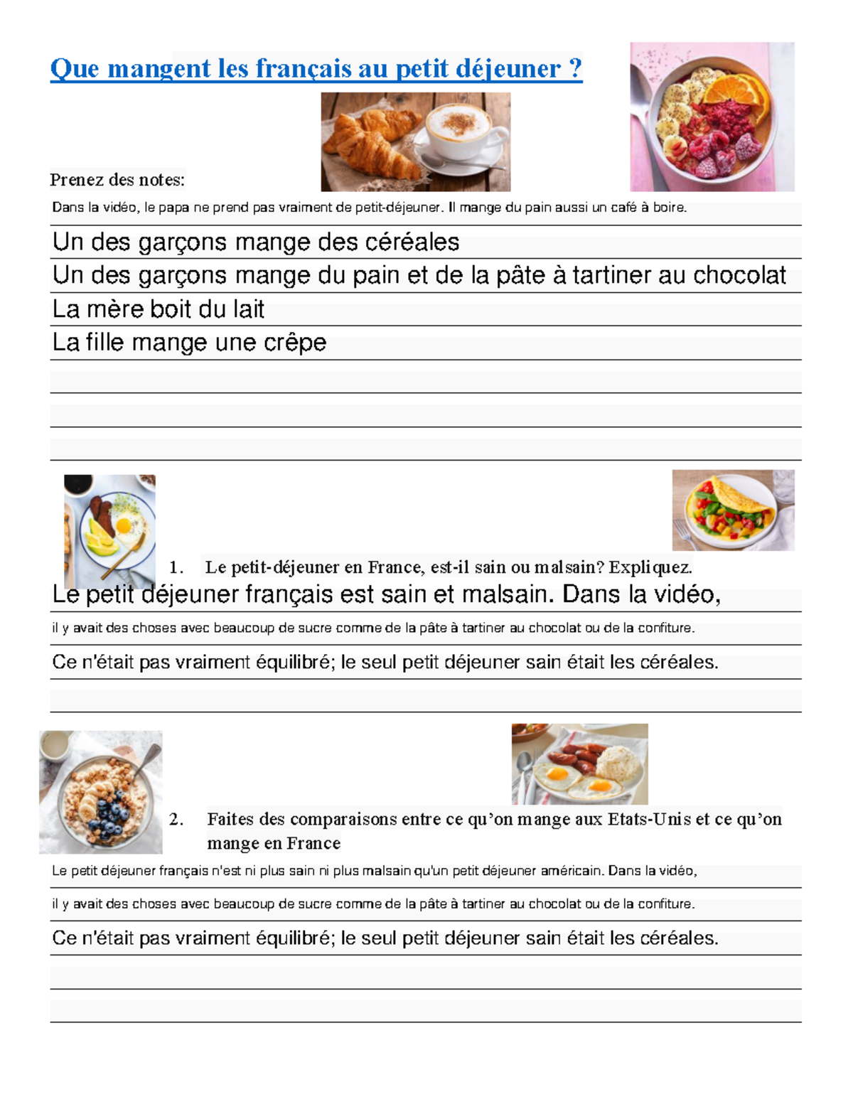 Que Mangent les Francais au Petit-Dejeuner Forme - Que mangent les ...