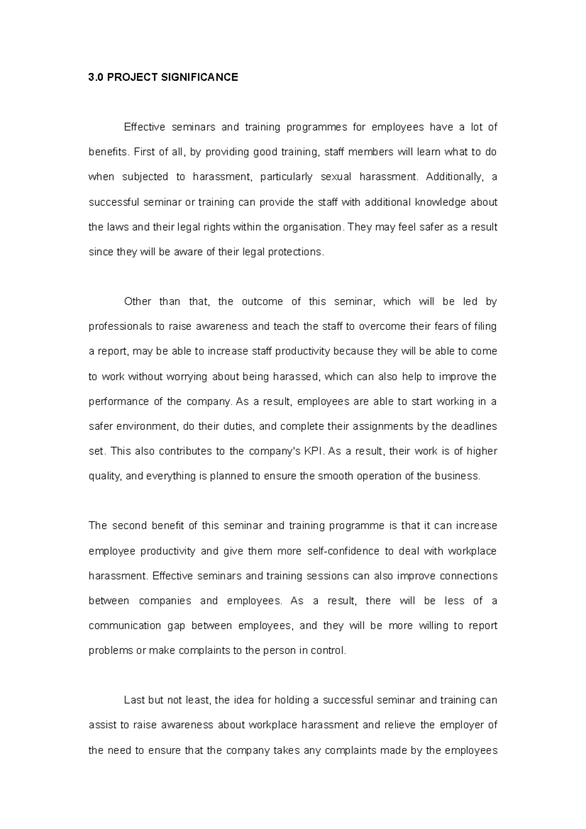 ELC Proposal - 3 PROJECT SIGNIFICANCE Effective seminars and training ...