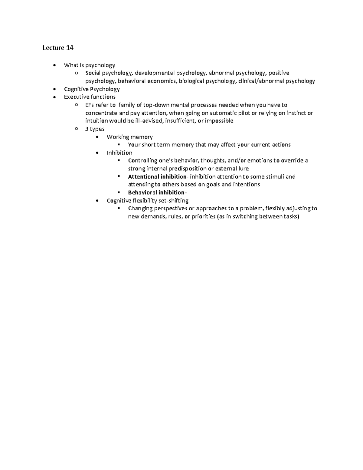 Lecture 14 - Taught by Prof. Fortgang - Lecture 14 What is psychology o ...