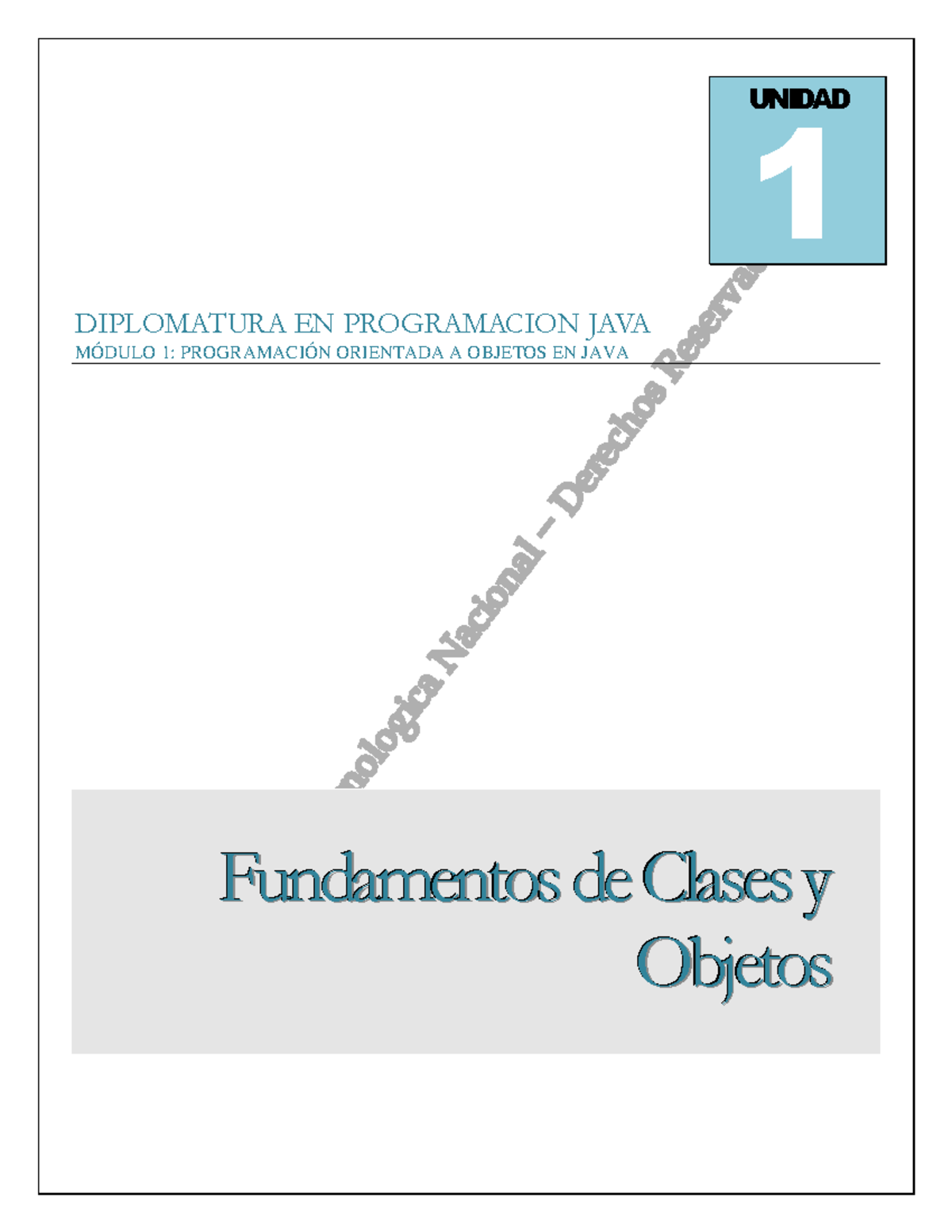 M1U1 Fundamentos de clases y objetos - DIPLOMATURA EN PROGRAMACION JAVA MÓDULO 1: PROGRAMACIÓN ...