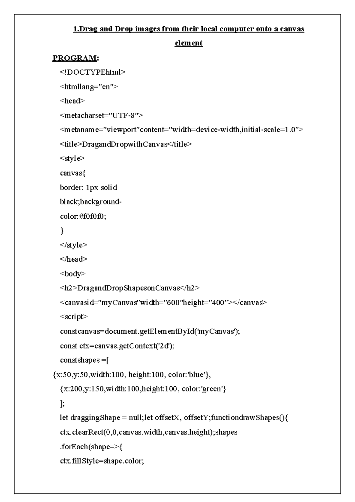 WT LAB - lab programs - 1 and Drop images from their local computer onto a canvas element ...
