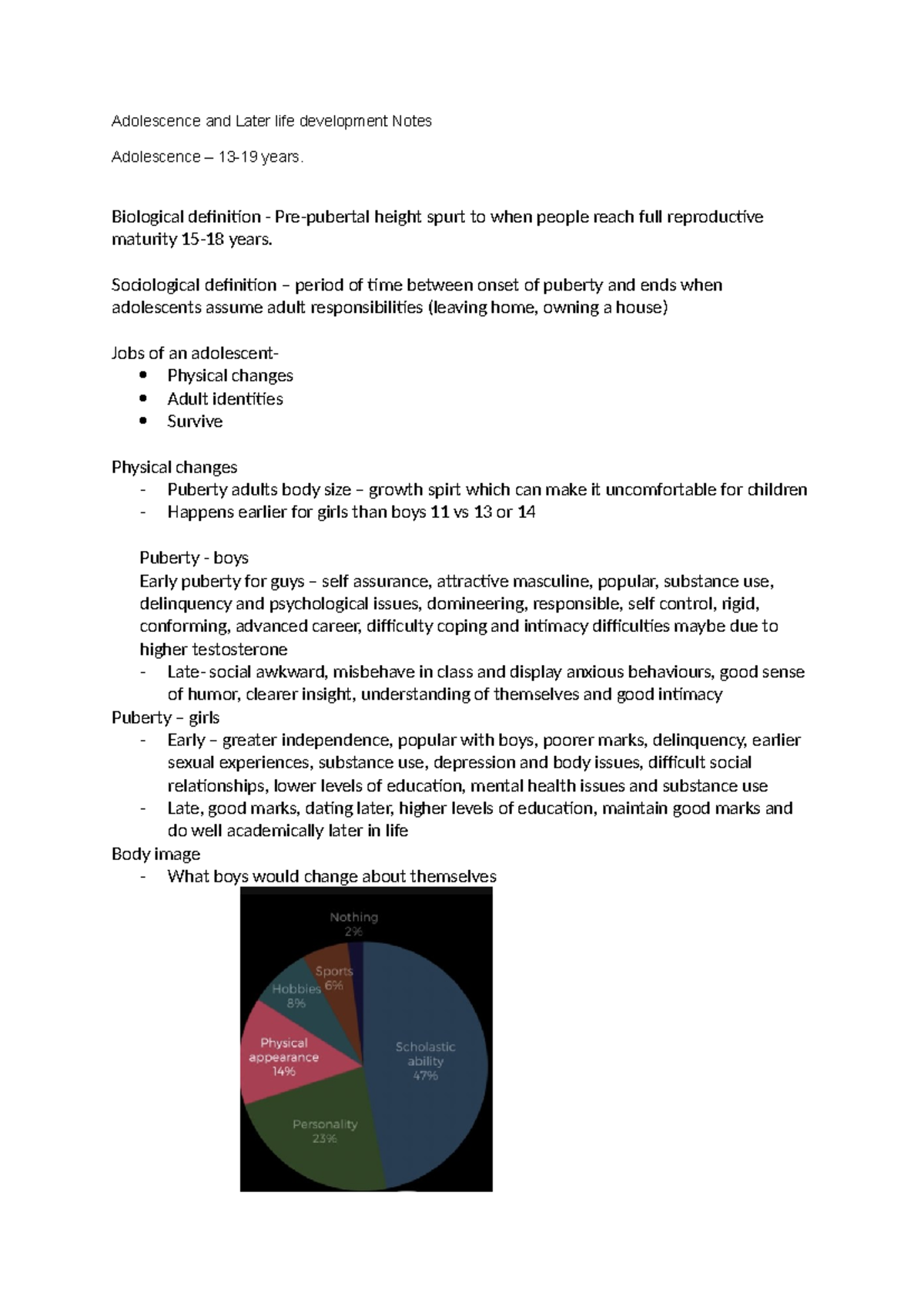 Adolescence and Later life development - Biological definition - Pre ...