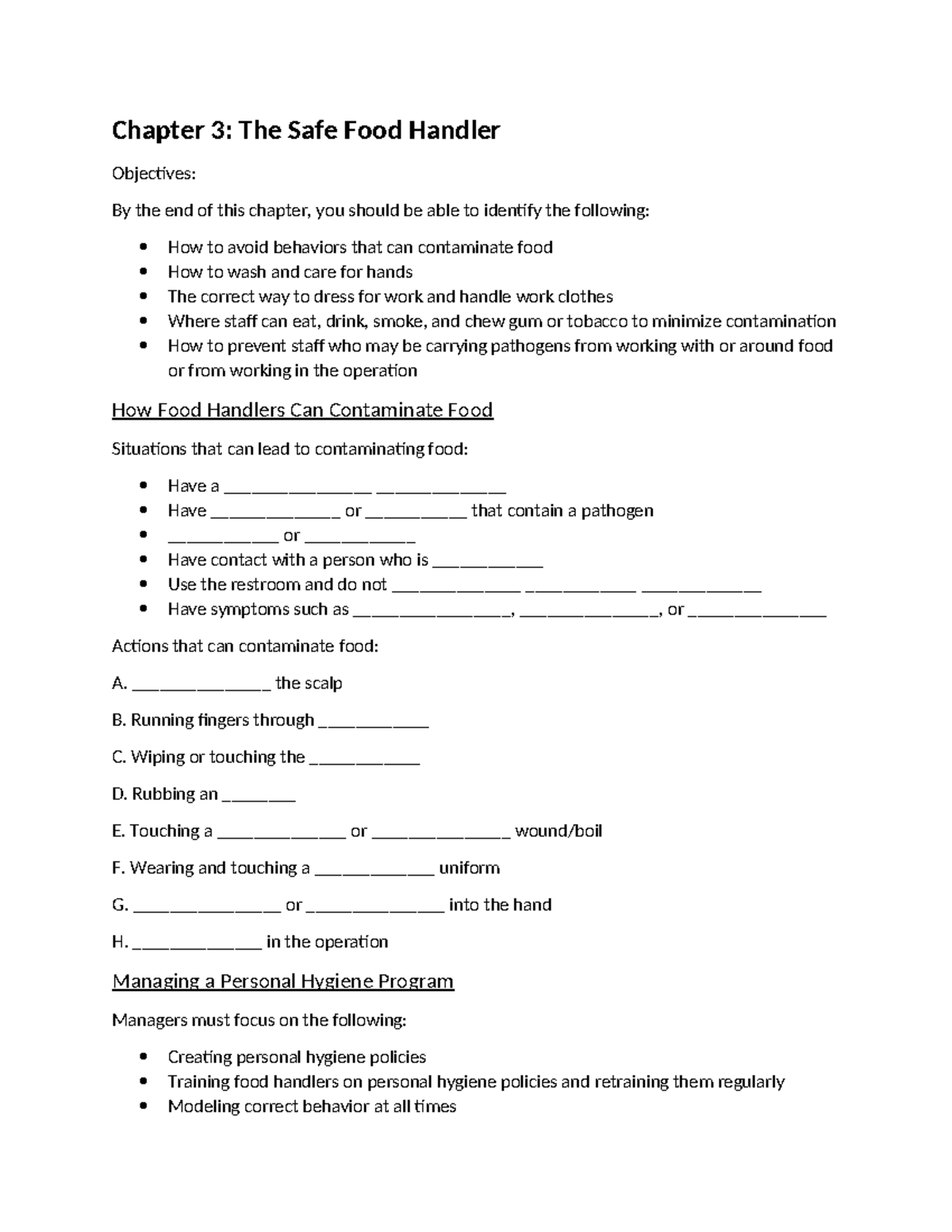 Serv Safe Manager 7th Edition Chapters 3and4Guided Notes - Chapter 3 ...