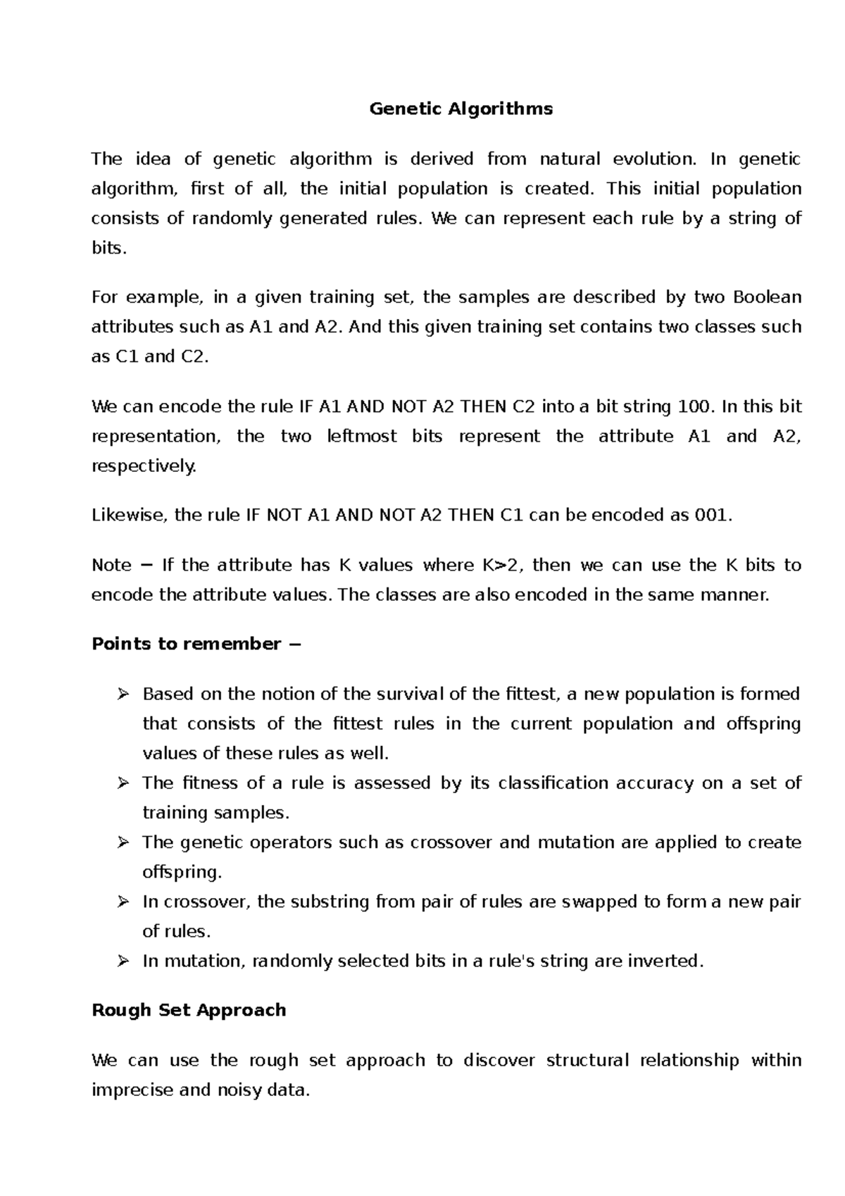 Genetic Algorithms 9 - Genetic Algorithms The idea of genetic algorithm ...