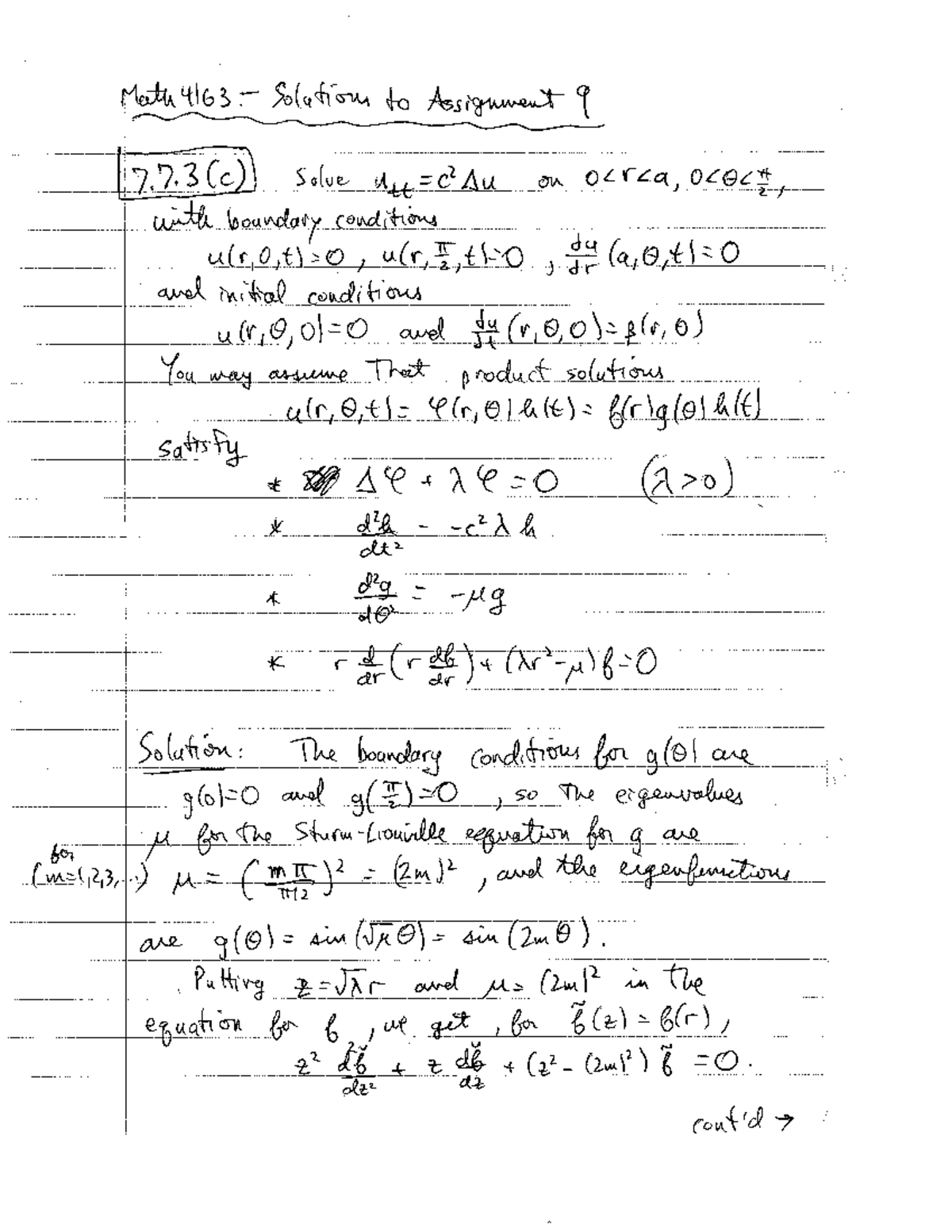 Math 4163 2013 extra - assignment 9 solution - MATH 4163 - ADQQNJA09L C ...