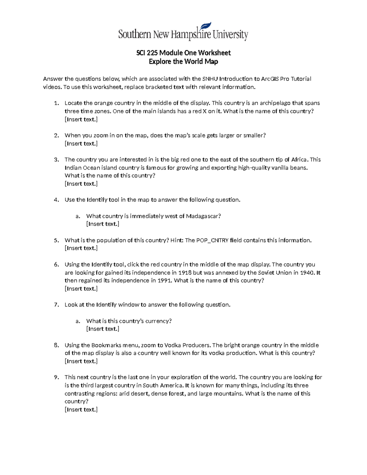 SCI 225 Module One Worksheet - SCI 225 Module One Worksheet Explore the ...