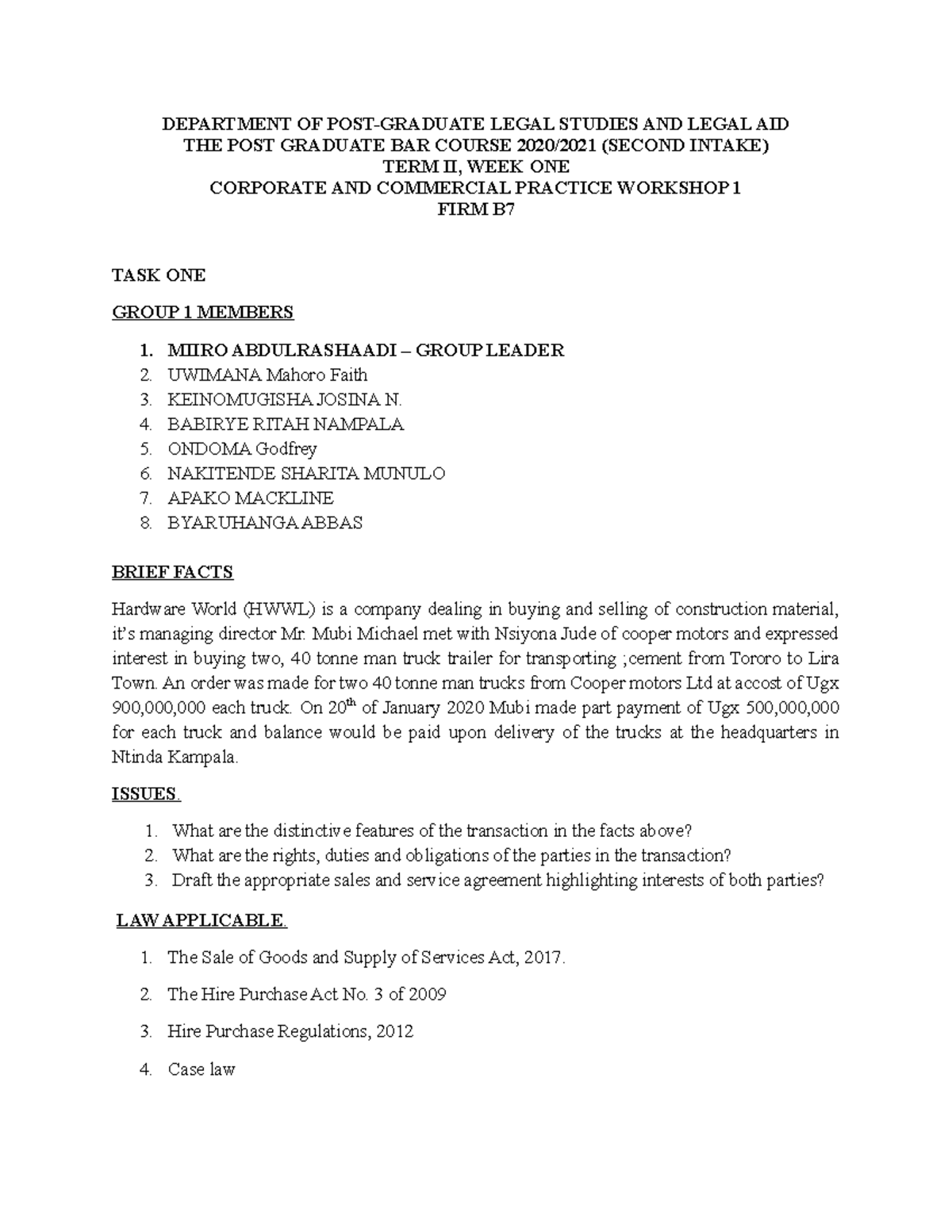 Firm B7 CCP - Term 2, Wk 1, Wkshp 1 Compilation - DEPARTMENT OF POST ...