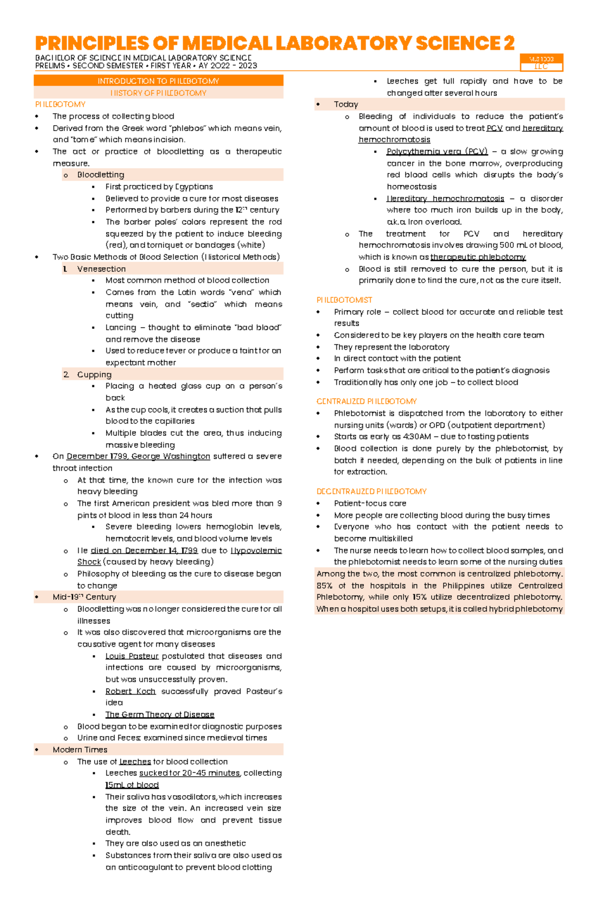 PMLS2 Prelims Transes - BSMLS 1A - BACHELOR OF SCIENCE IN MEDICAL ...