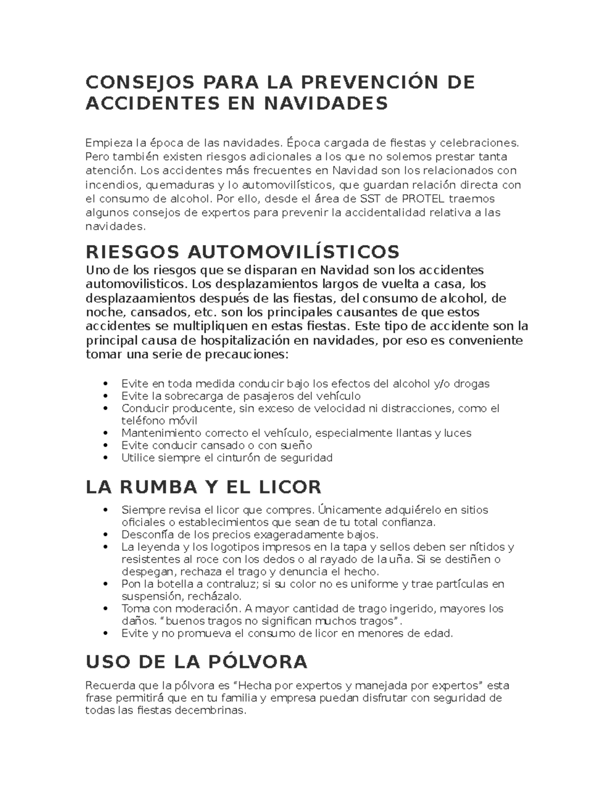 (Boletin Diciembre) Consejos PARA LA Prevención DE Accidentes EN ...