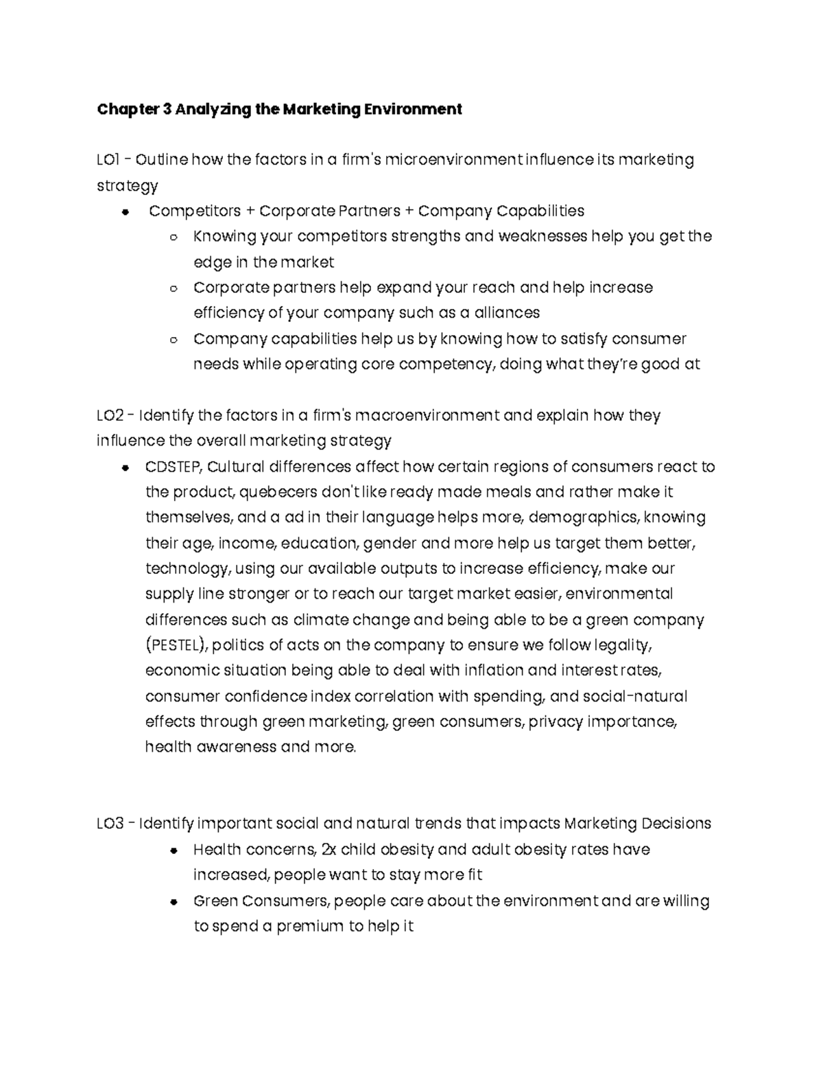 Marketing Chapter 3 Notes - Commerce1MA3 - McMaster - Studocu