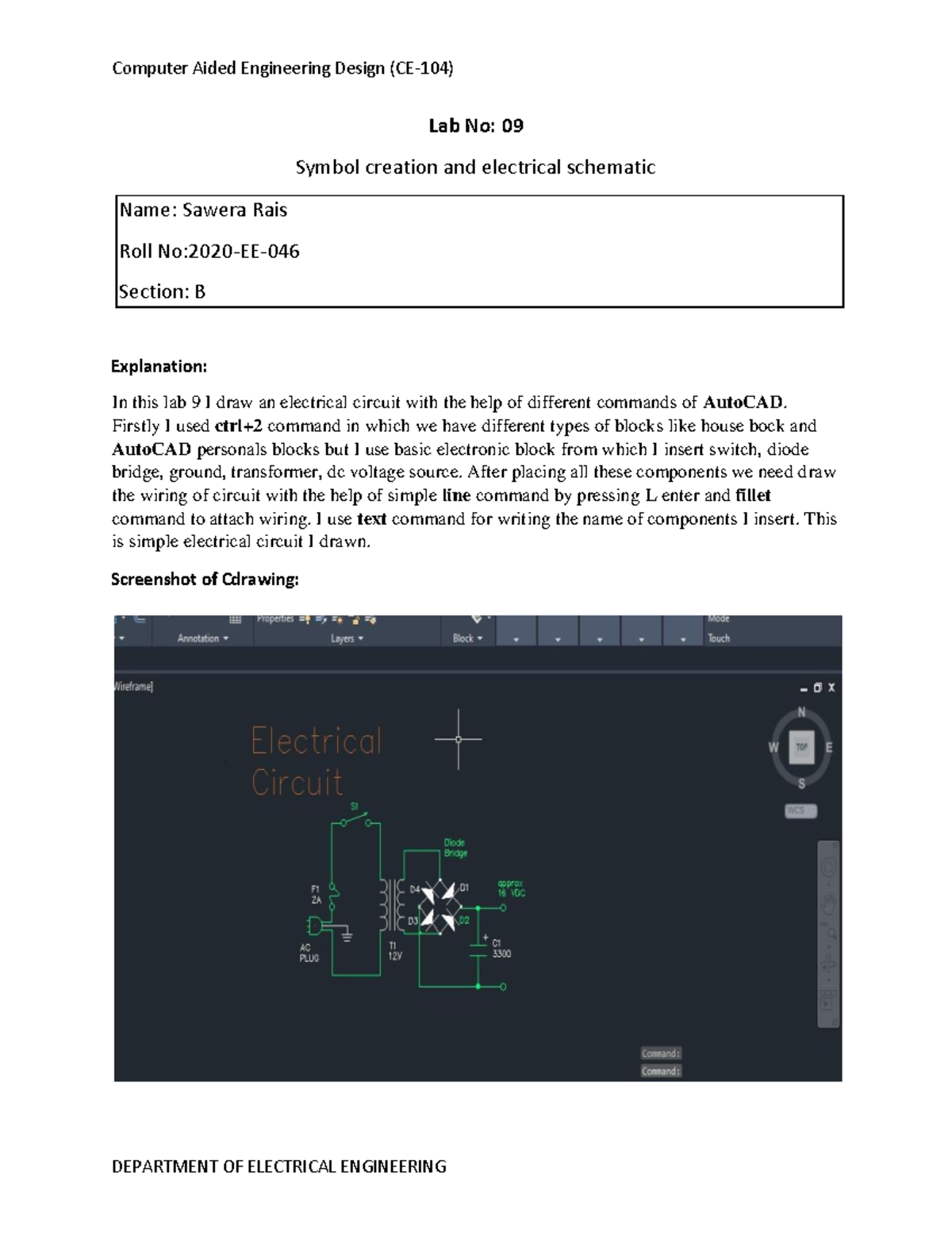 Lab 09 autocad basic electronic engineering - Computer Aided ...