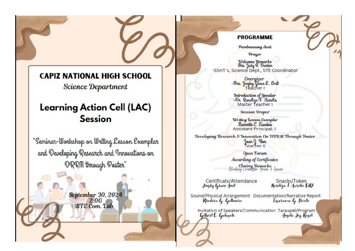 LAC program - SCIENCE - E35 PROGRAMME E Pambansang Awit Prayer Welcome ...