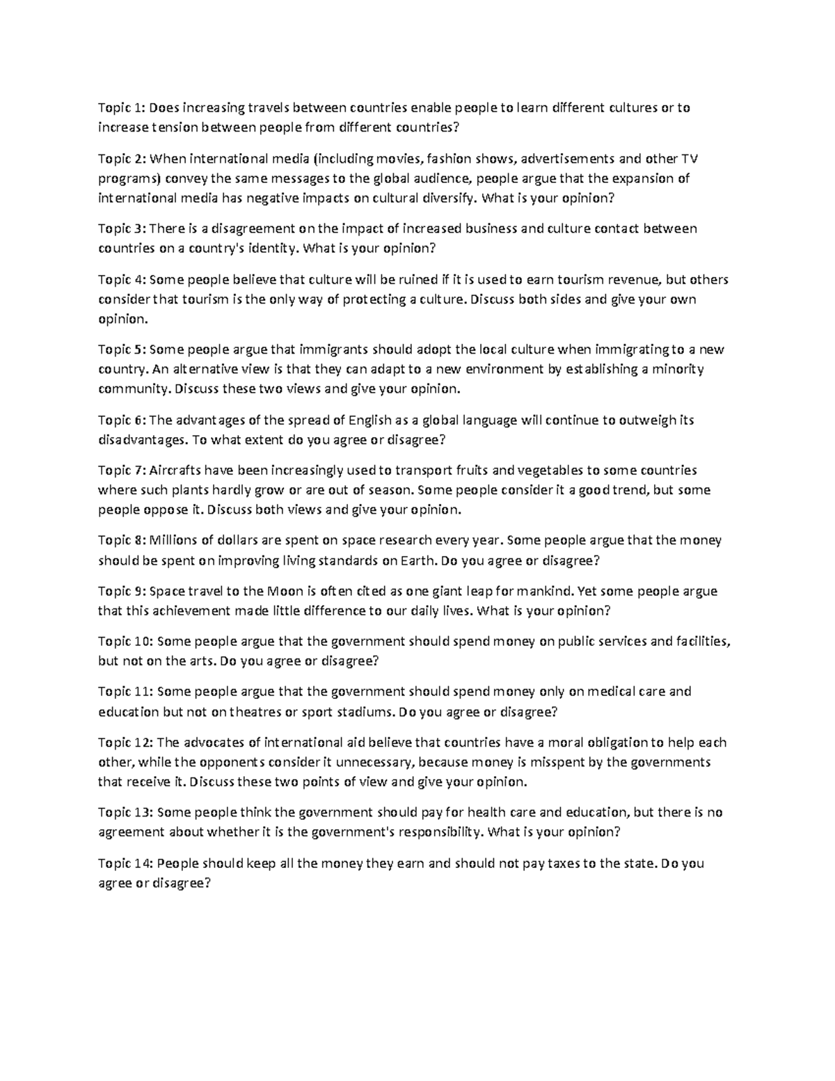 110 Essays Samples - Topic 1: Does increasing travels between countries ...