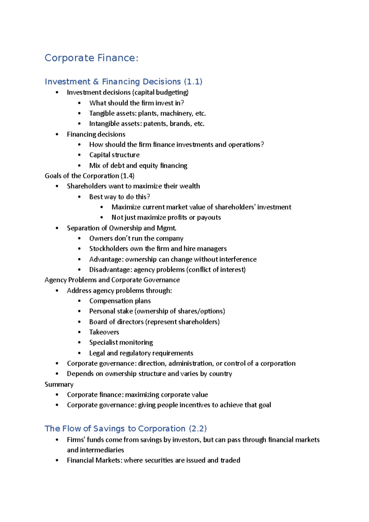 Corporate Finance - Corporate Finance: ####### Investment & Financing ...