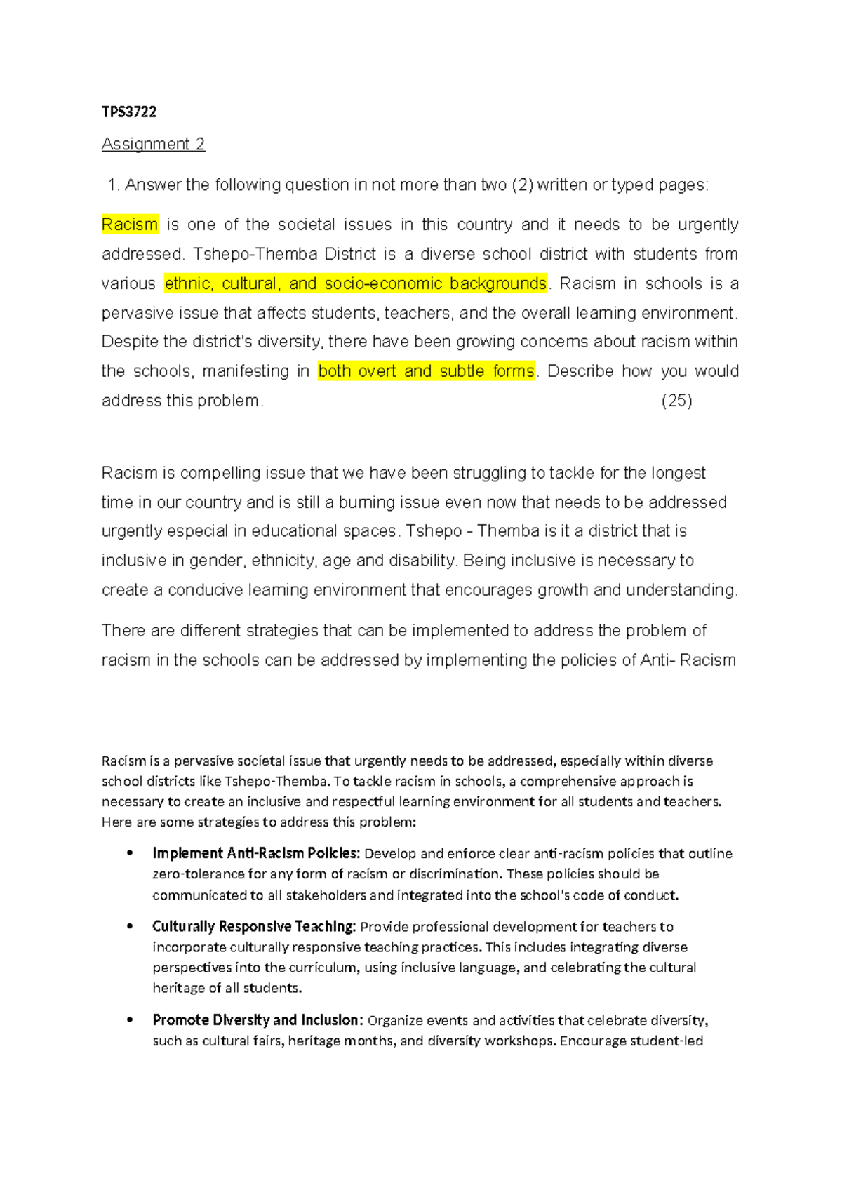 TPS3722 Assignment 02 - TPS Assignment 2 1. Answer the following question in not more than two ...