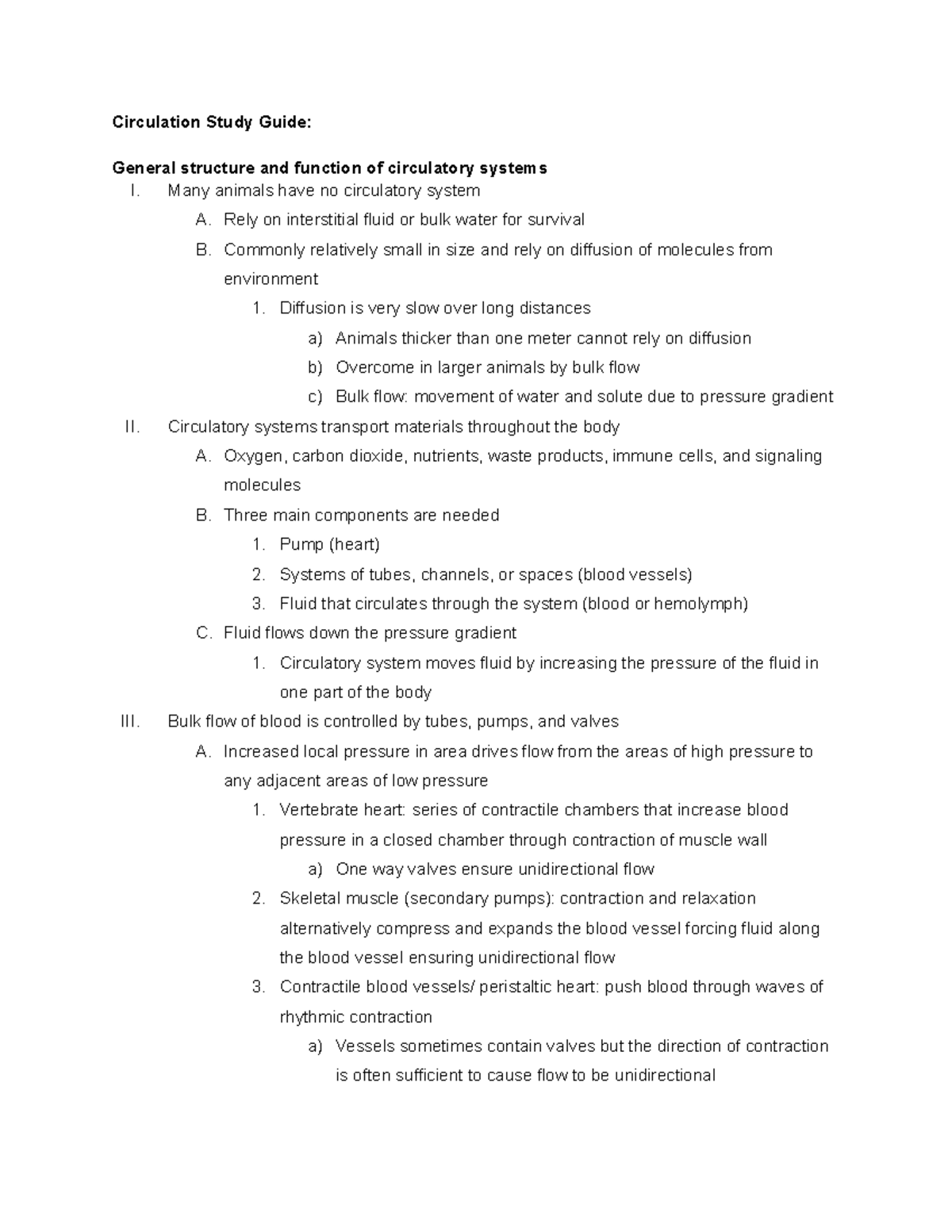 Circulation Study Guide - Circulation Study Guide: General structure ...