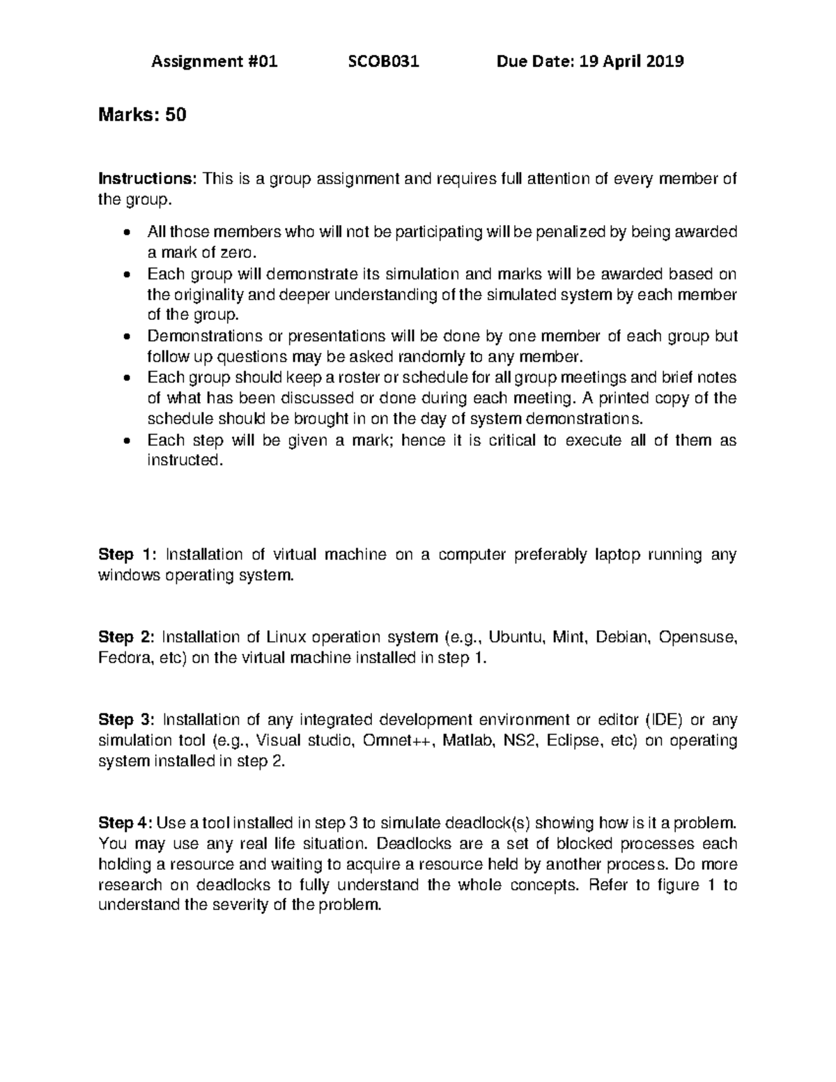 1 - SCOB031 - Notes - Assignment #01 SCOB031 Due Date: 19 April 2019 ...