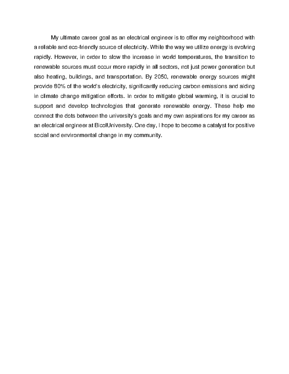 Explanation - This is all about engineering - My ultimate career goal ...