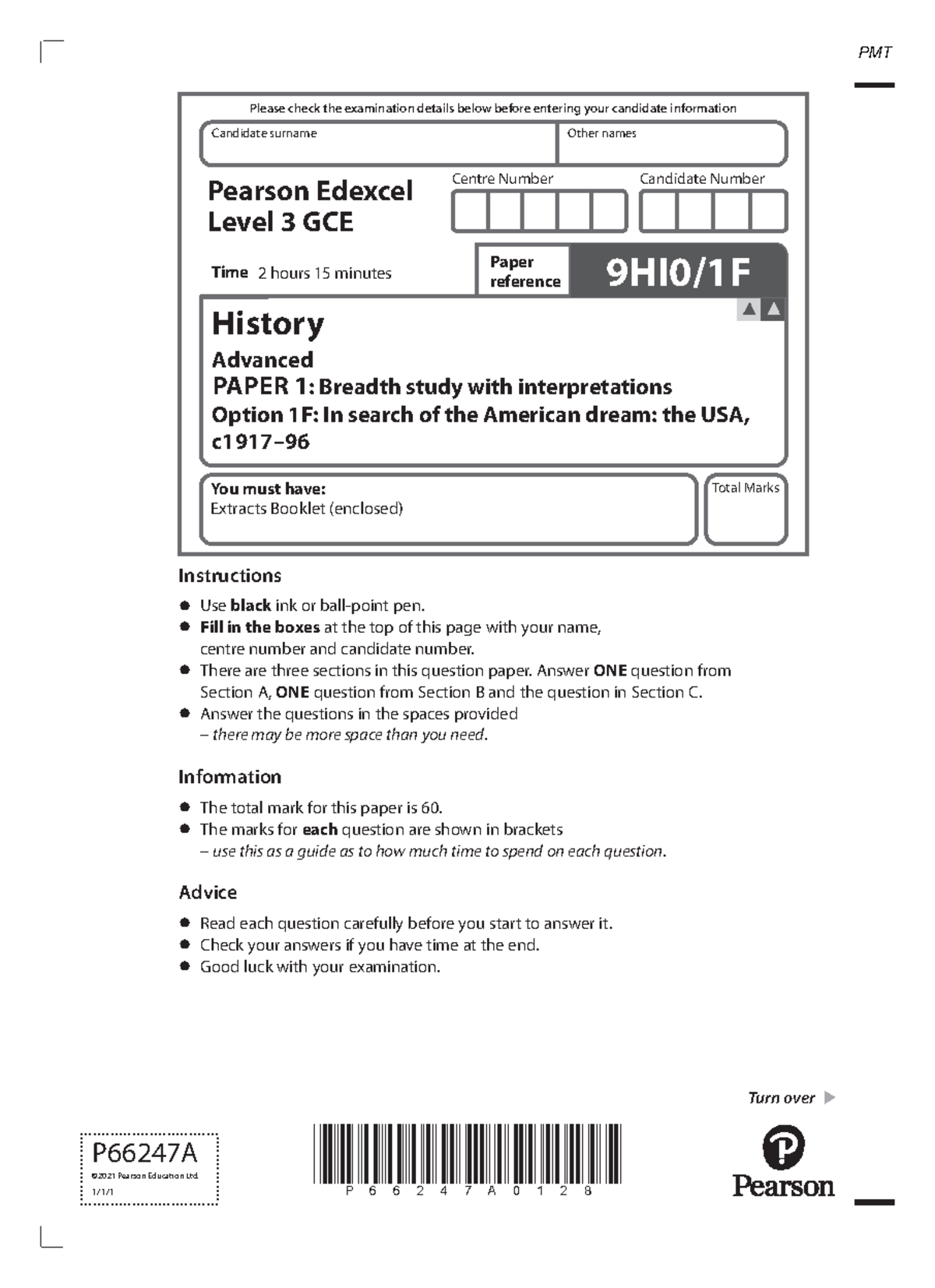 June 2021 History A-level USA past paper - Paper One Past paper ...