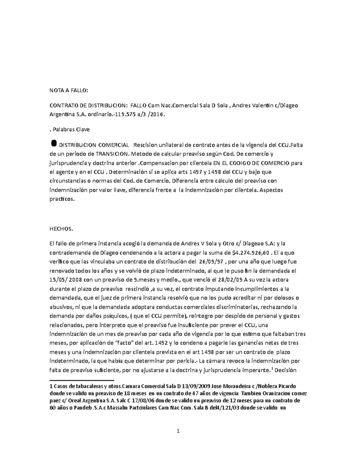 NOTA A Fallo.docx distribucion - NOTA A FALLO: CONTRATO DE DISTRIBUCION ...