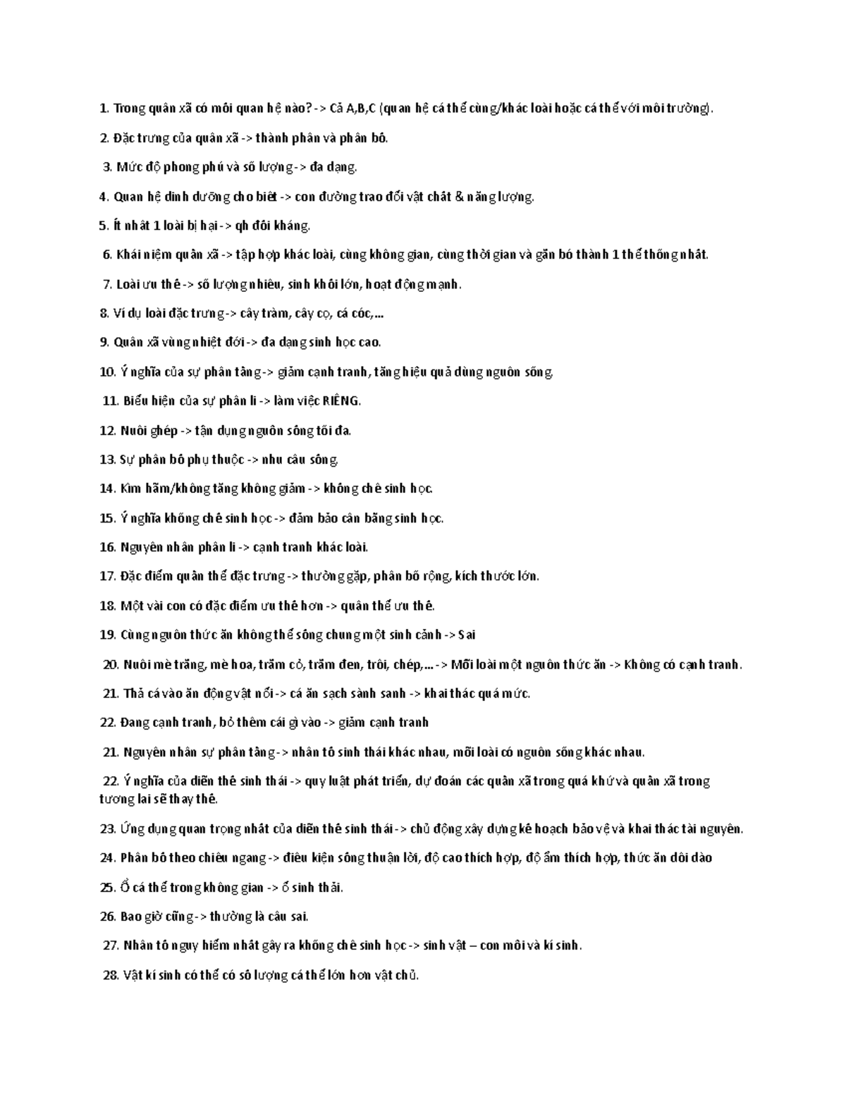 1 - gdgfdg - Trong quầần xã có mốối quan h nào? -> C A,B,C (quan ...