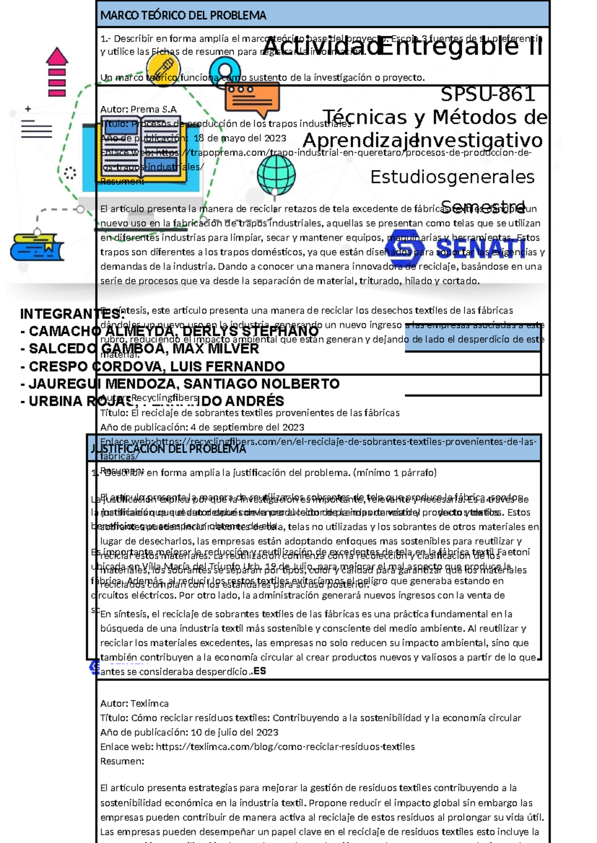 Proyecto Entregable 2-1 - TRABAJO: MÉTODO DE PROYECTOS /FASE INFORMAR ...