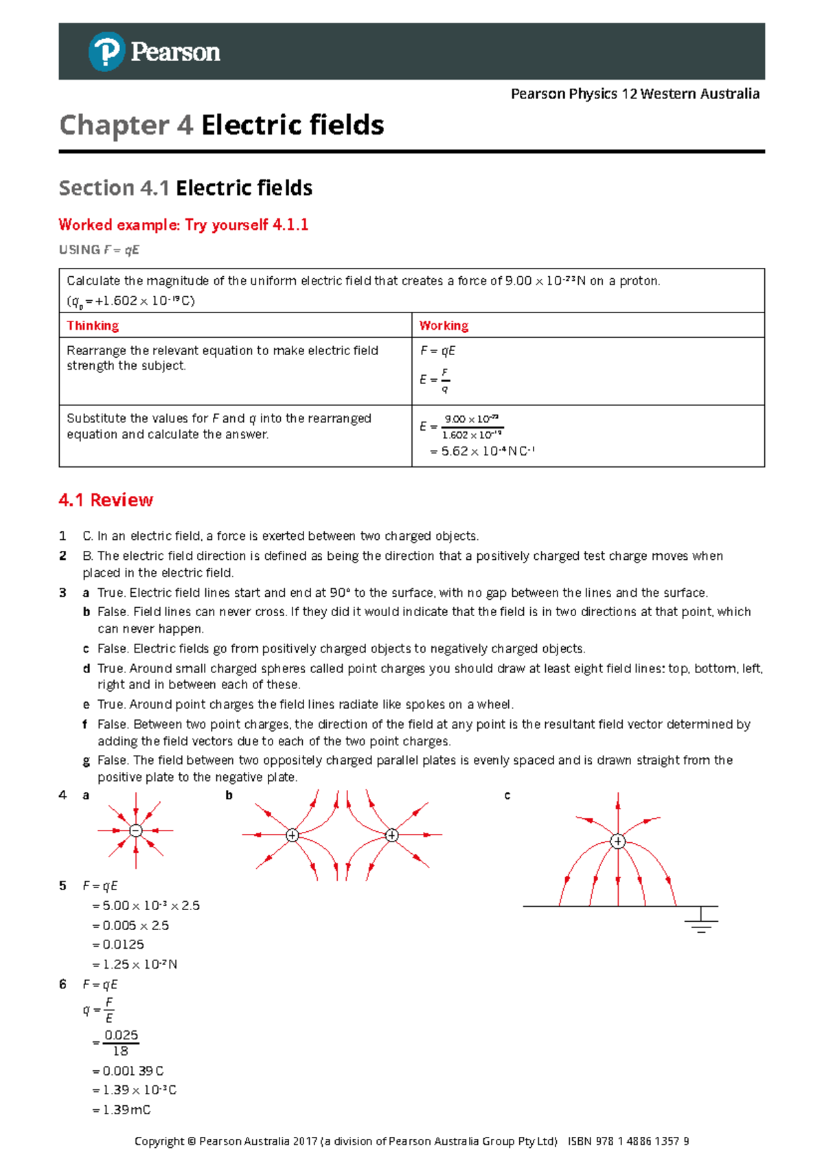 Pp12w ch04 fws - worked soluton - Chapter 4 Electric fields Section 4 ...