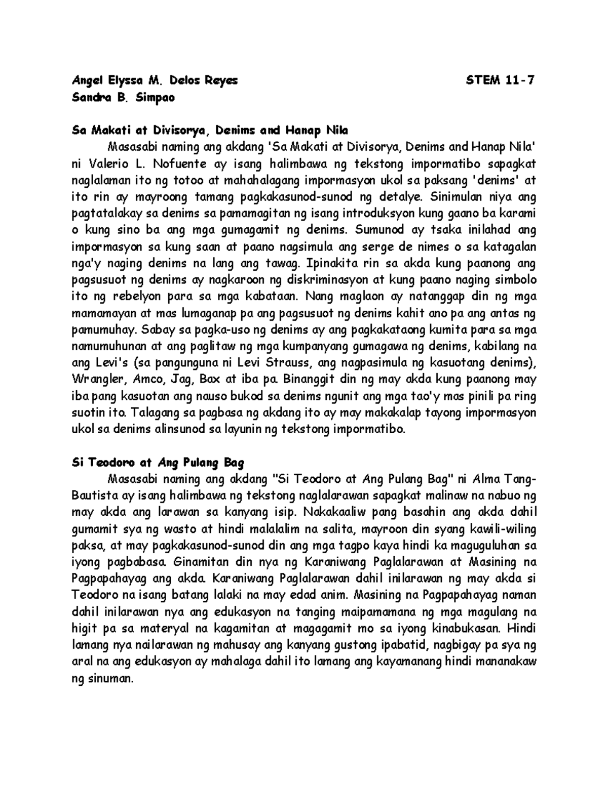 367808306 Sa Makati at Divisorya Denims and Hanap Nila - Angel Elyssa M ...