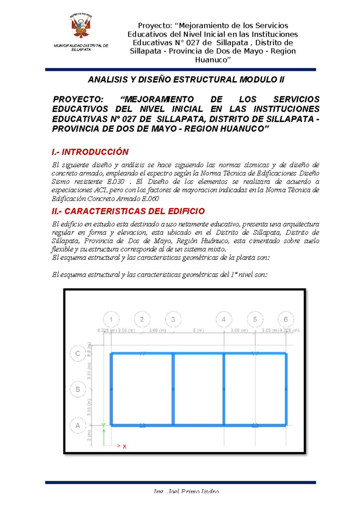 Informe Estructural Modulo II Silla - MUNICIPALIDAD DISTRITAL DE ...