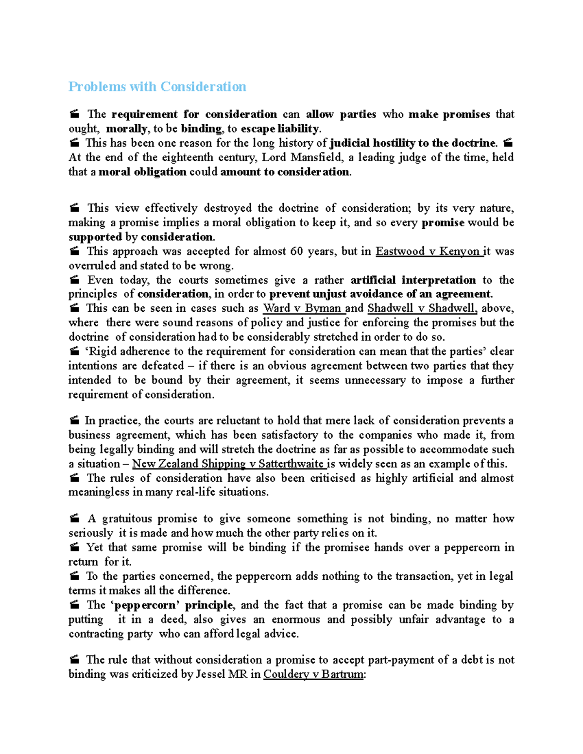 LAW 002 v01 - Lecture notes 6 - Problems with Consideration The ...