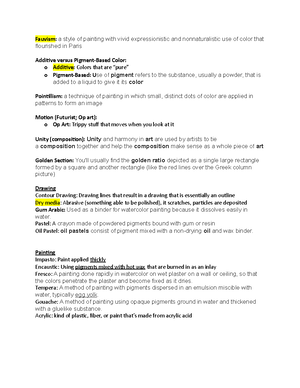 Art Notes Final Exam - Art Final Exam Study Guide - Studocu