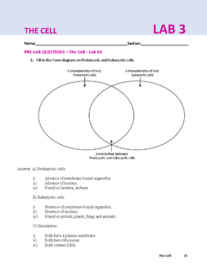 The Cell Lab#3 - pre and post lab question and data collection - The Wi ...