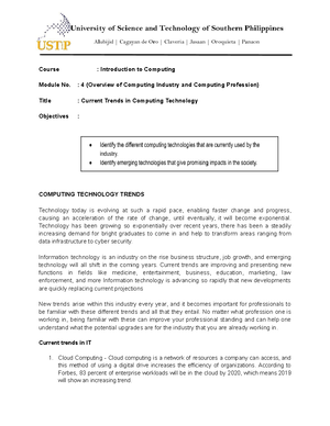 Components of a computer system - Course : Introduction to Computing Module No. : 2 (Concept of ...