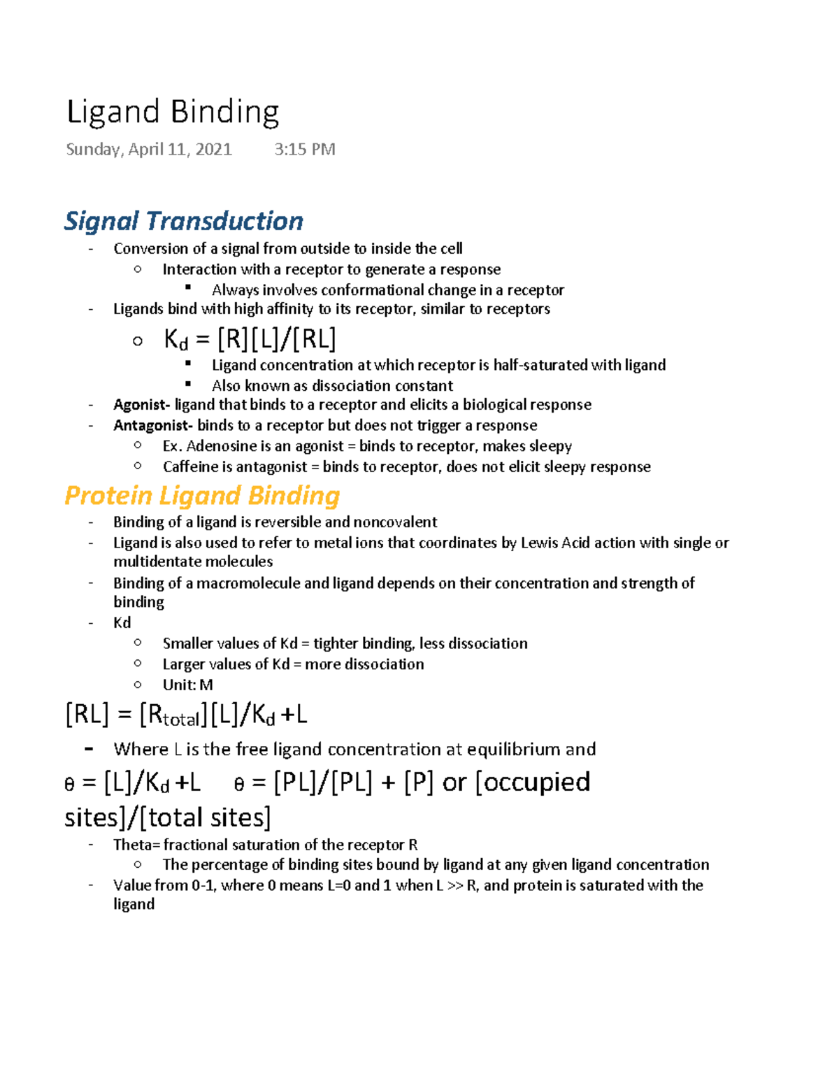 Biochem Enzyme Binding - Lecture notes Week 3 Lecture 1 - 153A - UCLA ...
