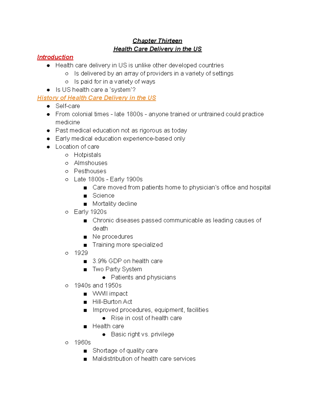 Comm & Public Health - Chapter Thirteen - Chapter Thirteen Health Care ...