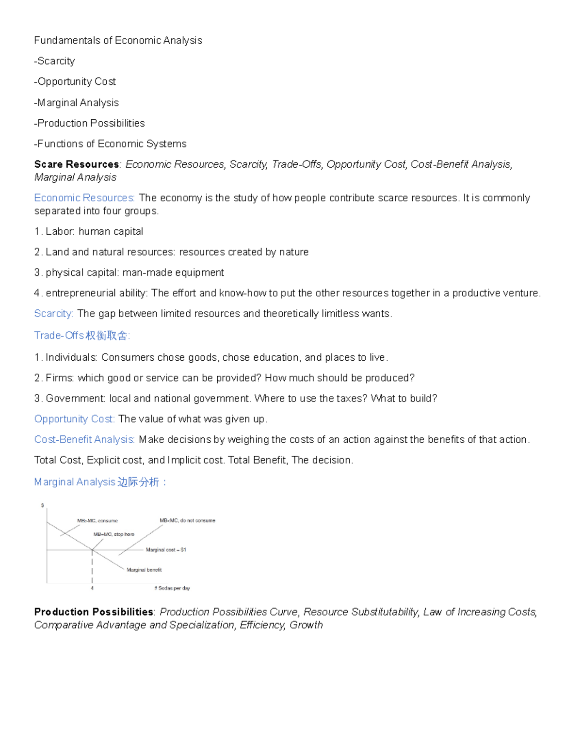 AP Microeco-Summary - U1 and U2 - Fundamentals of Economic Analysis ...
