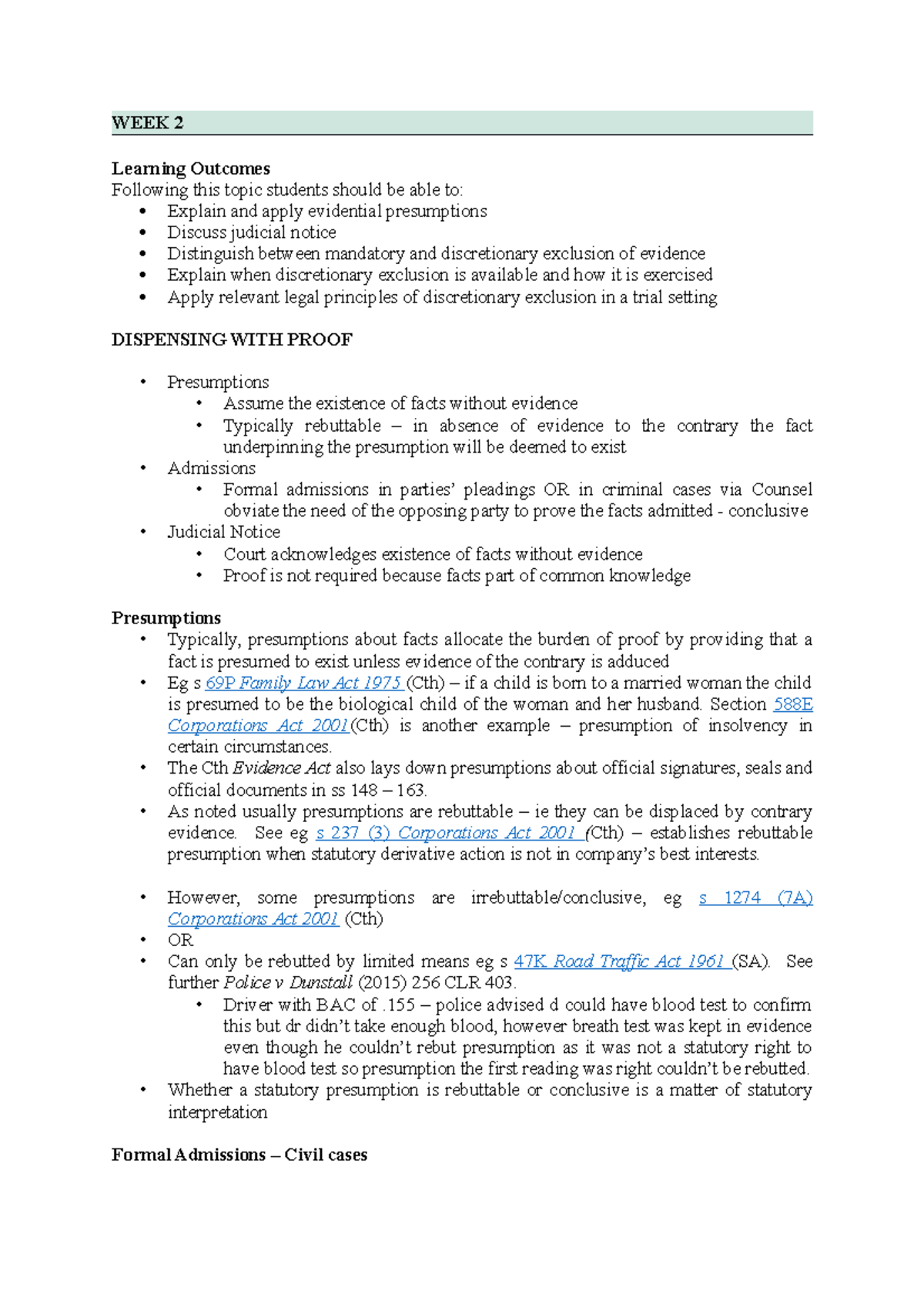 Week 2 lecture - notes exam prep 2 - WEEK 2 Learning Outcomes Following ...