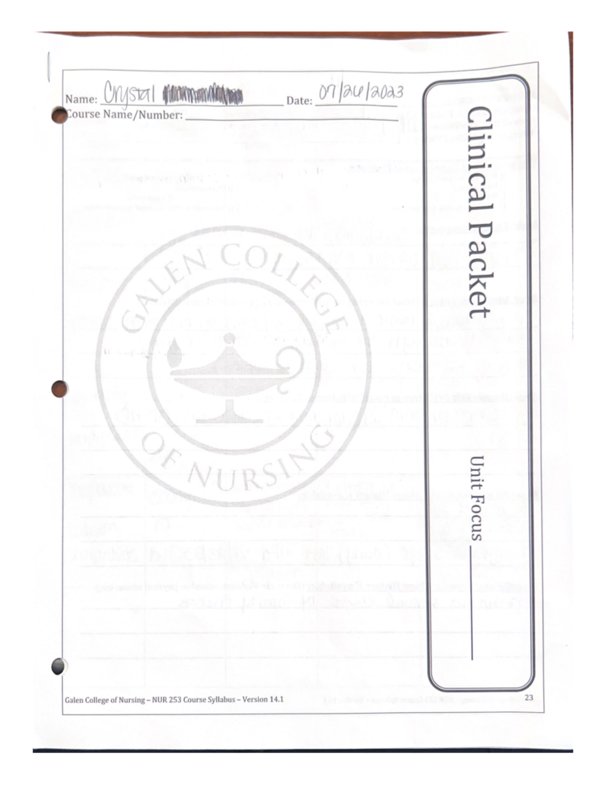 Clinical Packet - ATSM 3400 - University of Utah - Studocu