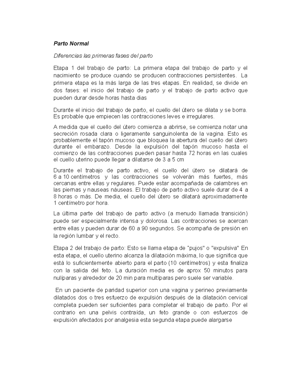 Parto Normal - Parto Normal Diferencias las primeras fases del parto ...
