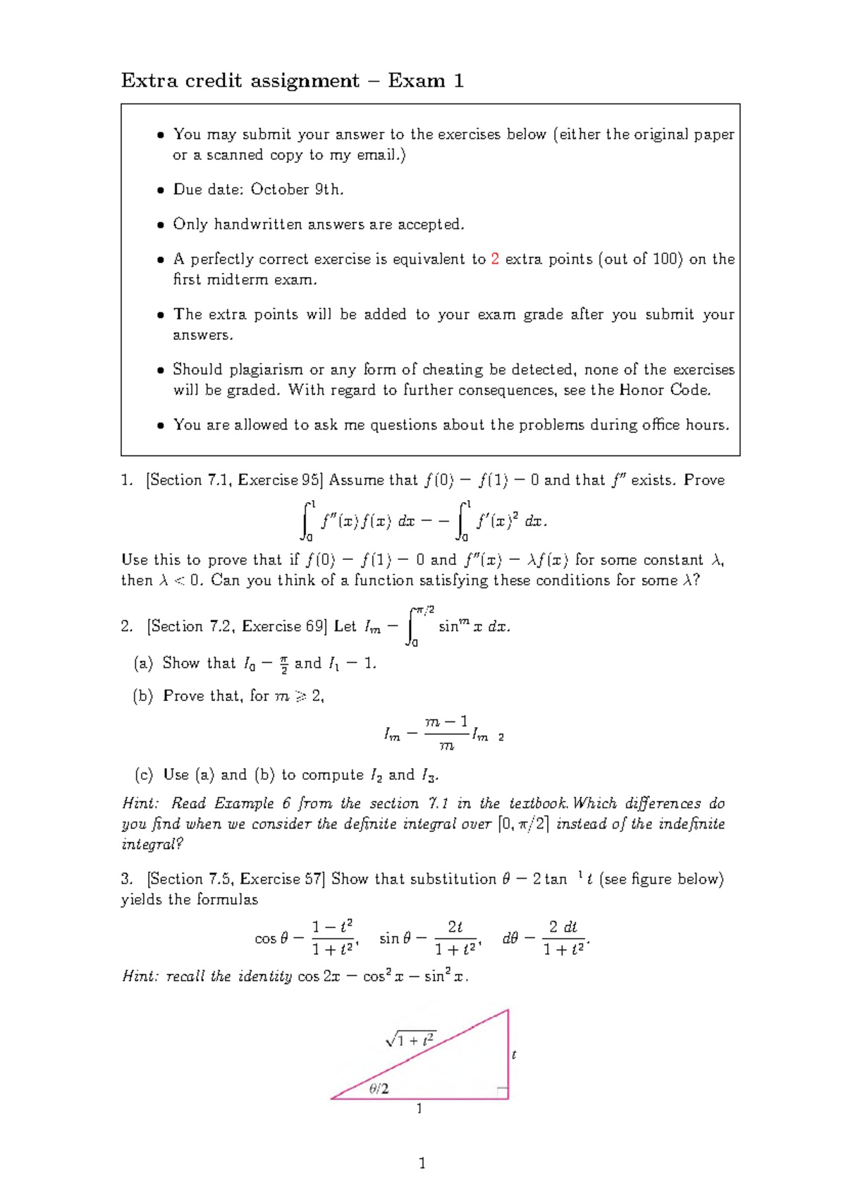 Extra credit 1 - n/a - Extra credit assignment – Exam 1 You may submit ...