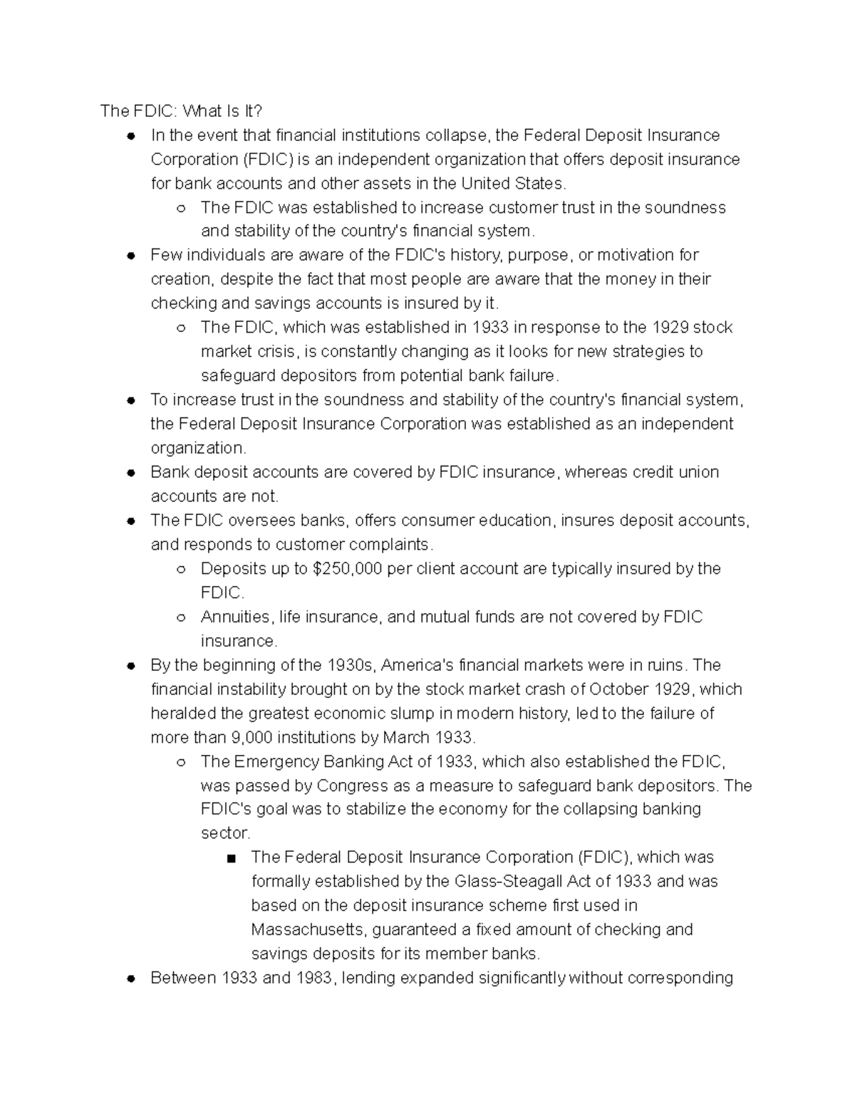 FDIC - Lecture notes on the history of the FDIC - The FDIC: What Is It ...