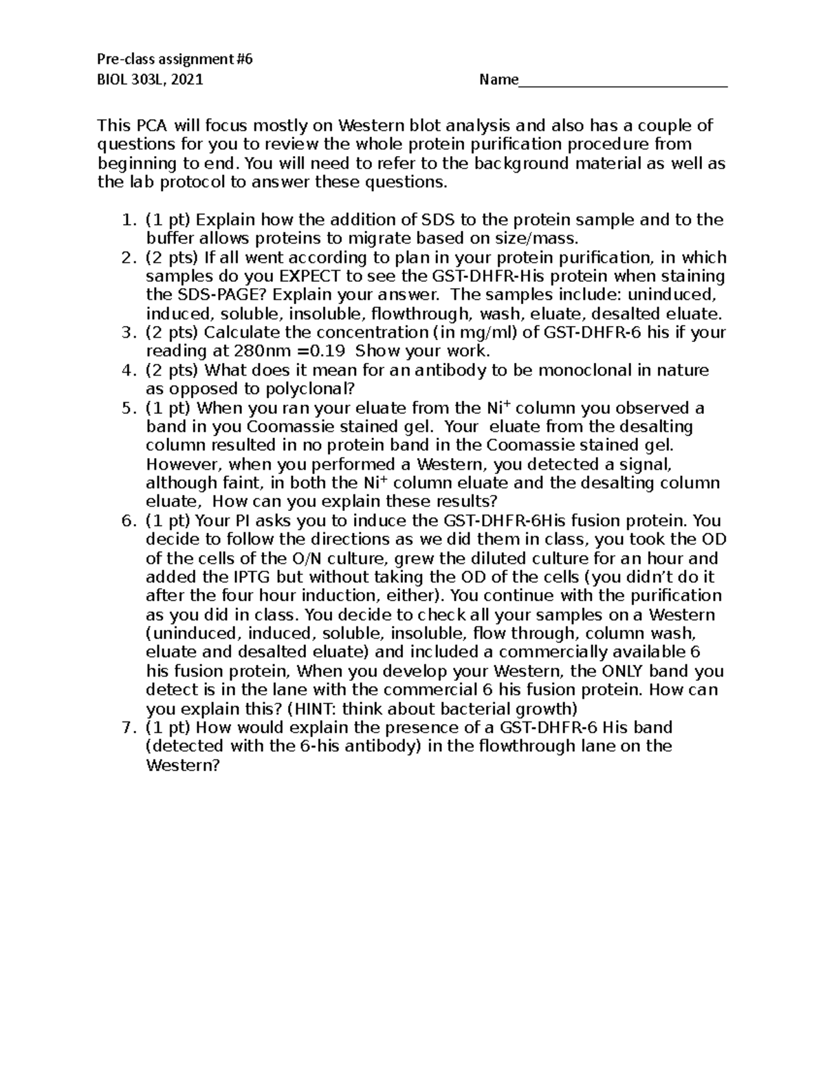 Pca#6 21 - Pca#6 21 - Pre-class assignment # BIOL 303L, 2021 Name