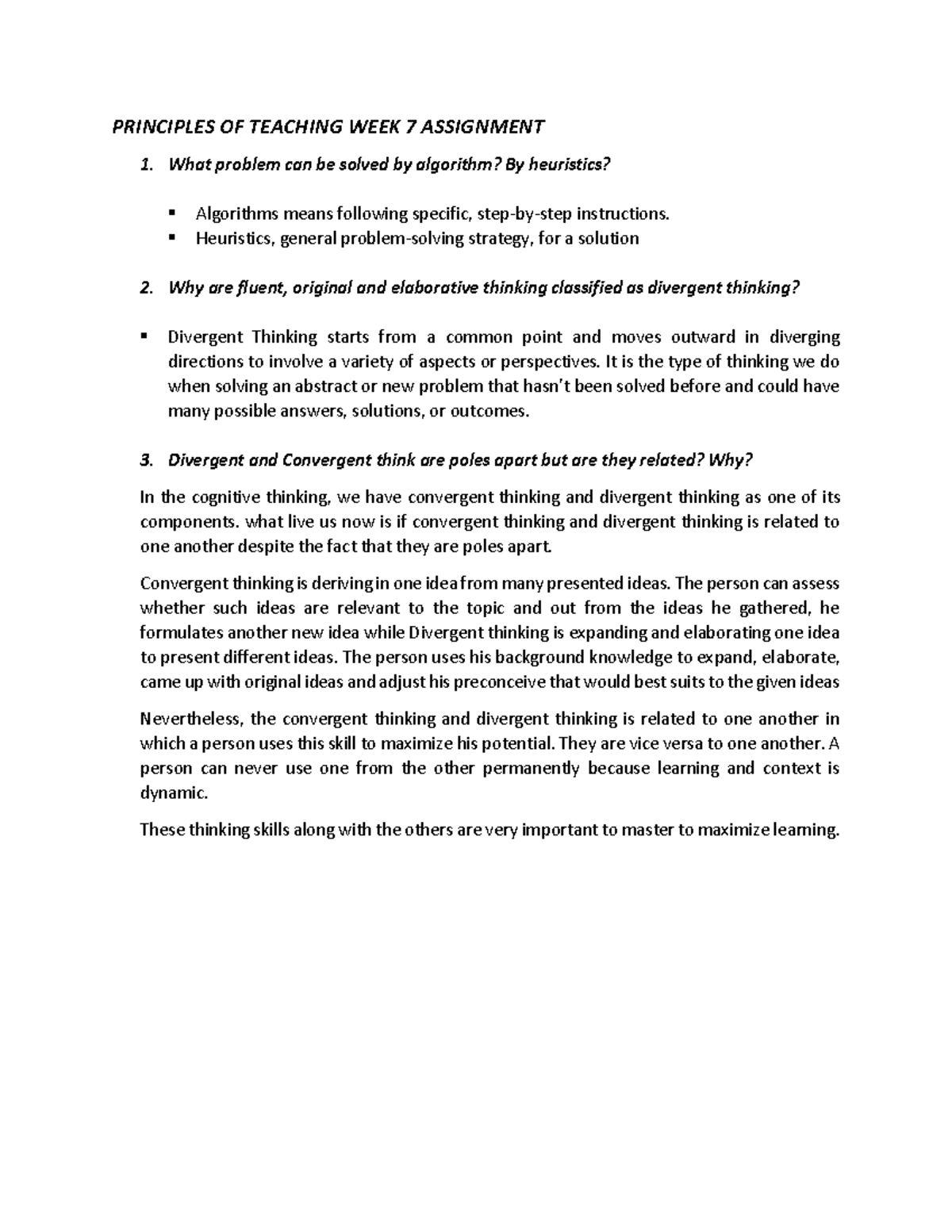 Principles OF Teaching WEEK 7 Assignment SELECTION AND USE OF TEACHING ...