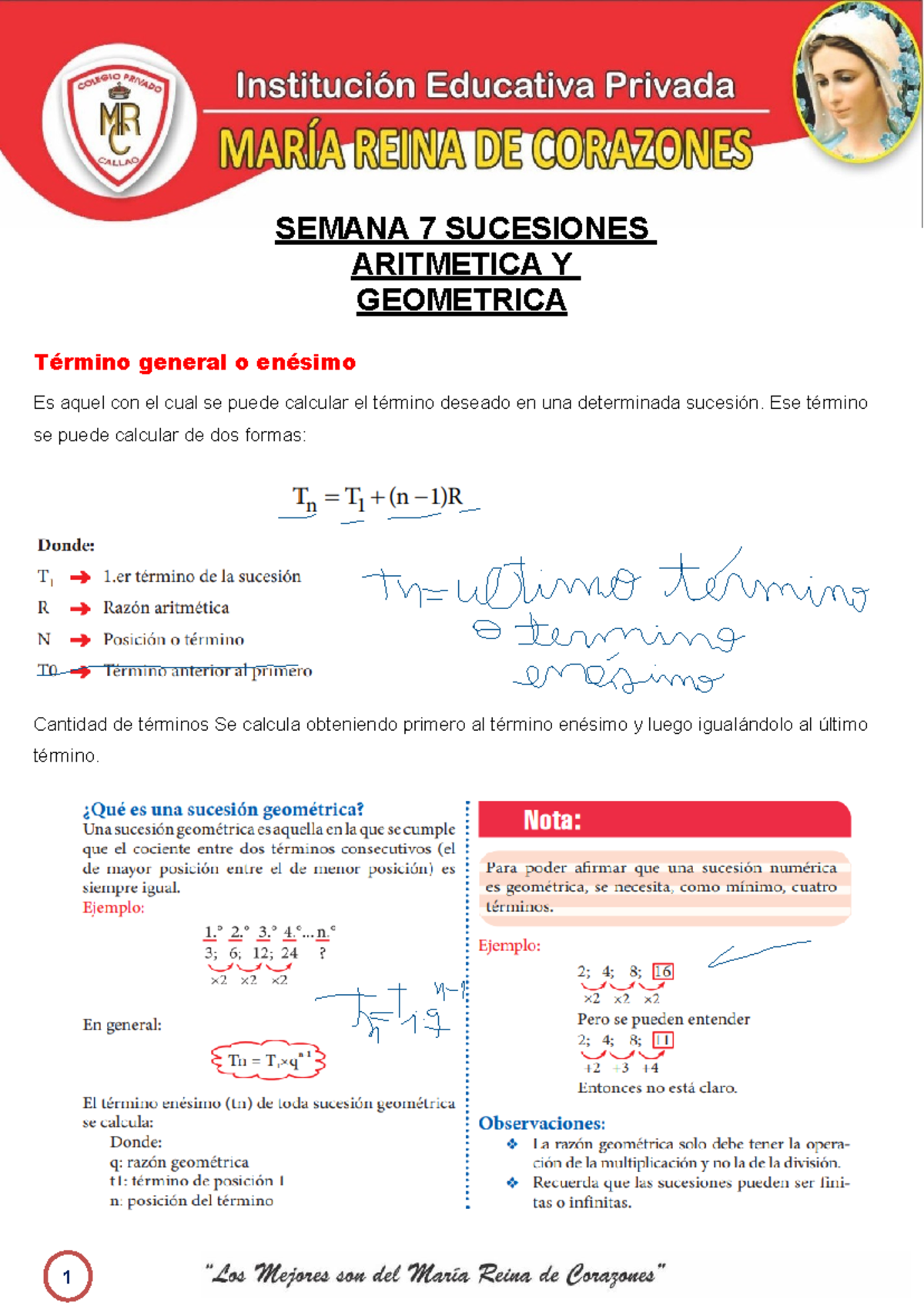 B1-S7-RM 5 - ingeniería - TÈrmino general o enÈsimo Es aquel con el ...