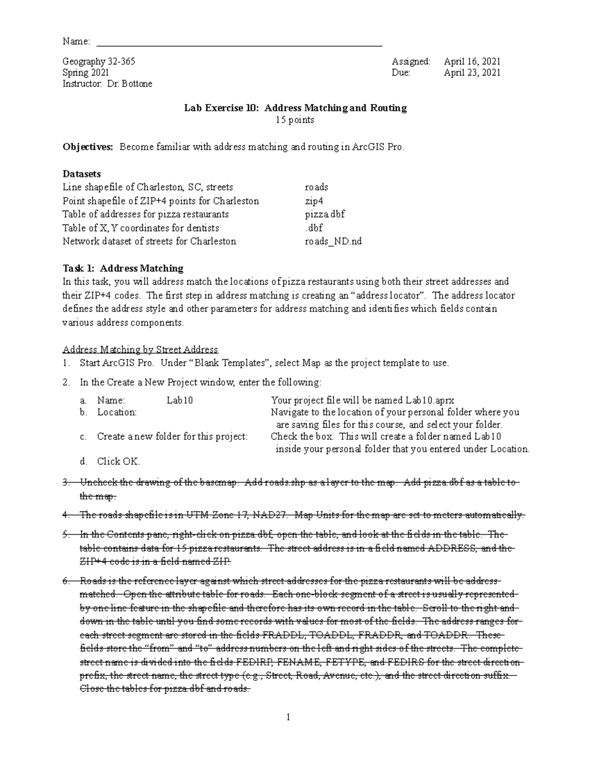 Lab 10 Instructions - professors name is Ethan Bottone - Name: - Studocu
